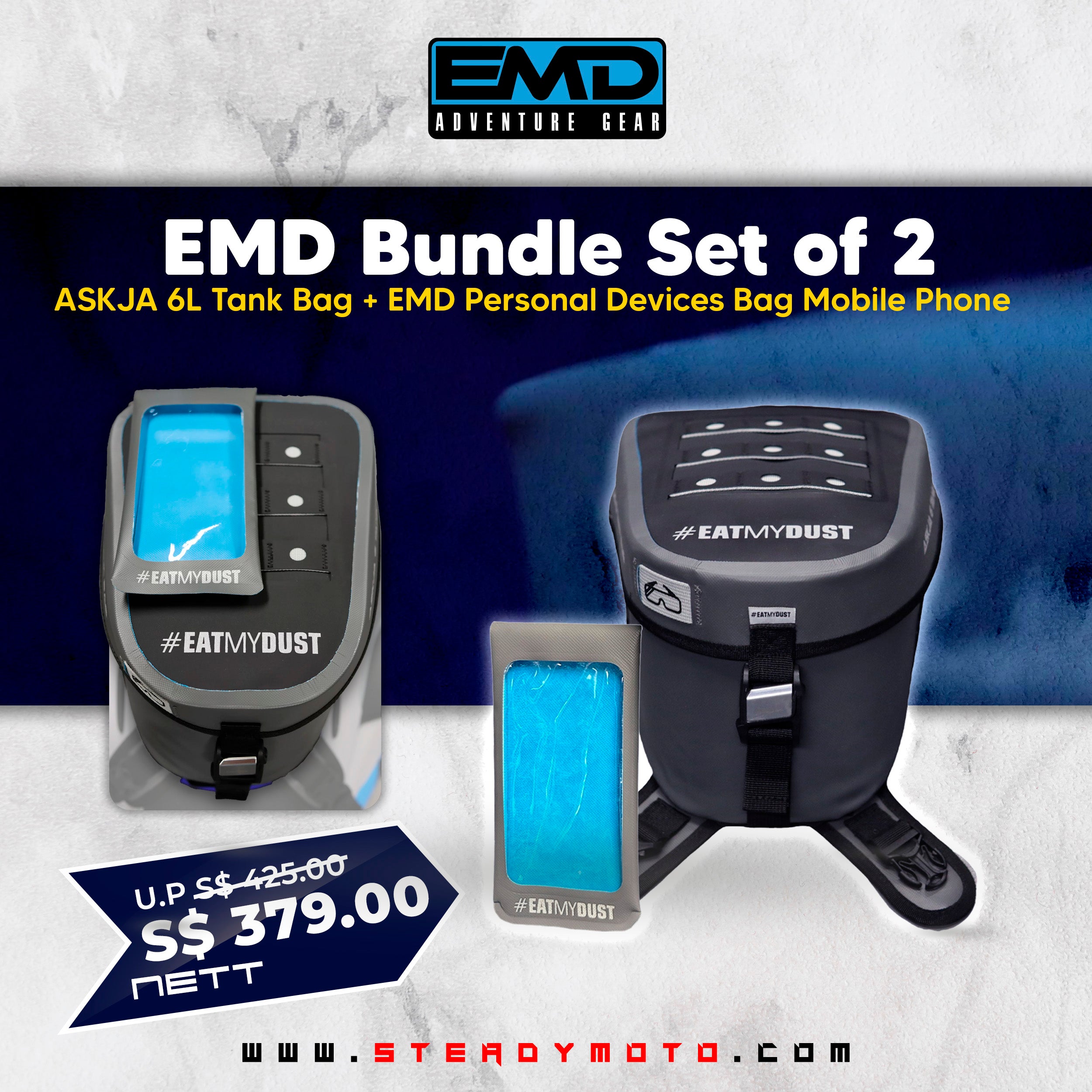 EMD ASKJA 6L Tank Bag & Personal Devices Bag Bundle – SteadyMoto